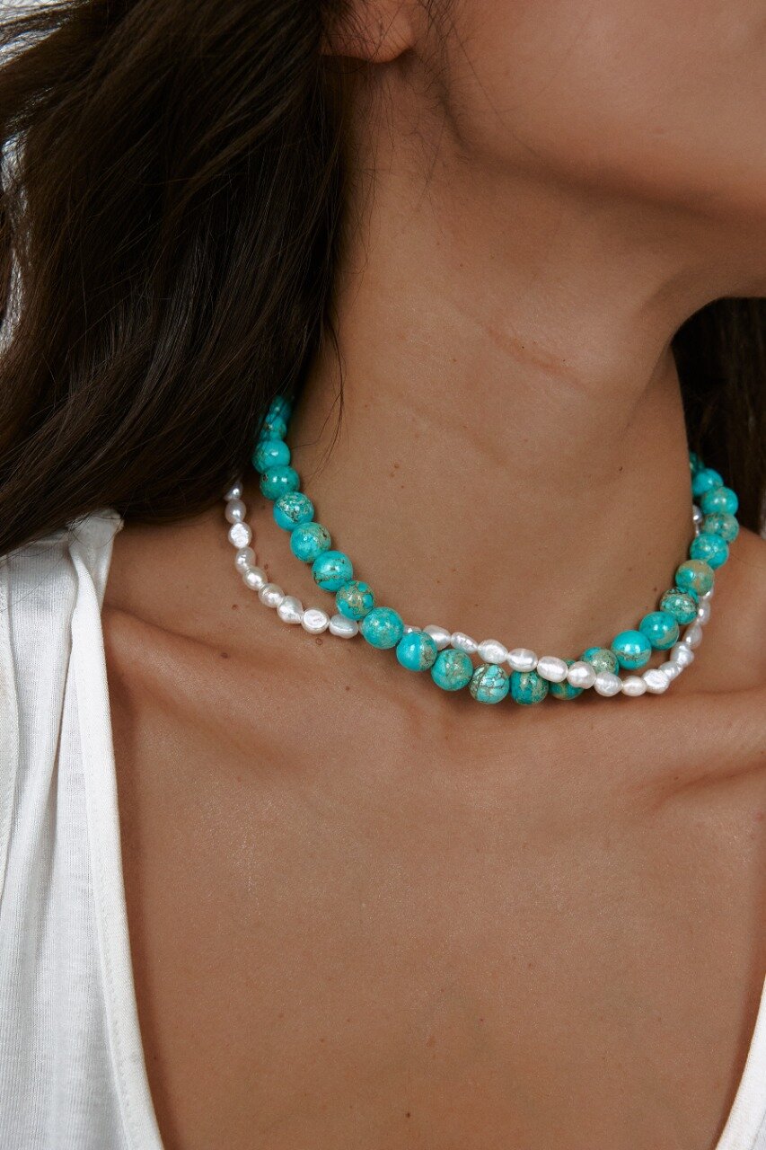 Колье, жемчуг пресноводный культивированный, варисцит