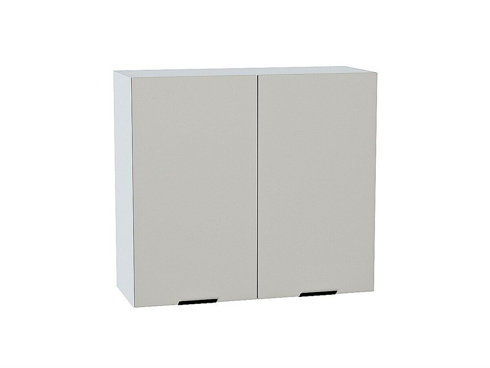 VVT Кухонный Шкаф верхний с 2-мя дверцами Евро Белый, Агат, 720, 800, каркас ЛДСП Белый, фасад МДФ Агат, 716*800*318