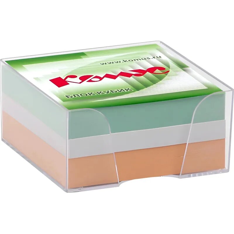 Блок для записей в подставке комус в стакане 9х9х5 цветной блок 80-100 г 154932