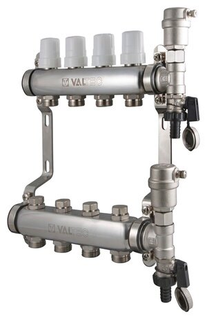 Коллекторная группа из нержавеющей стали в сборе, 1х 5 выходов 3/4 ЕК