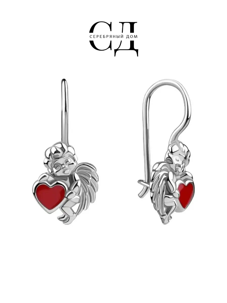 Серьги, серебро, 925 проба, родирование