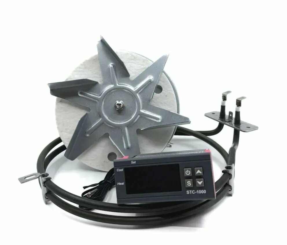 Набор комплект конвекции для коптильни. Вентилятор в сборе + электронный терморегулятор + ТЭН 2.0кВТ