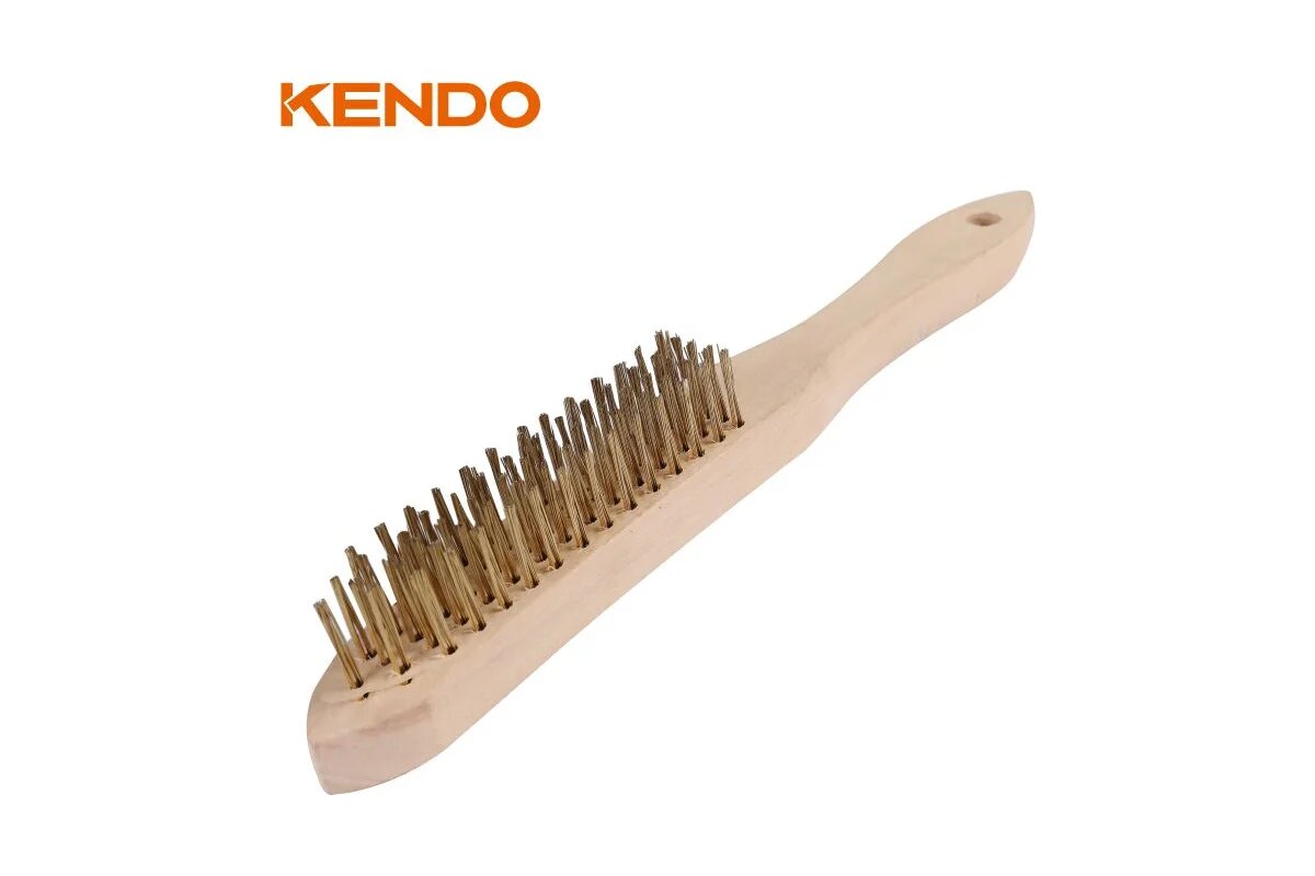 KENDO щётка стальная с медным покрытием, деревянная ручка, 5-рядная, модель 31505