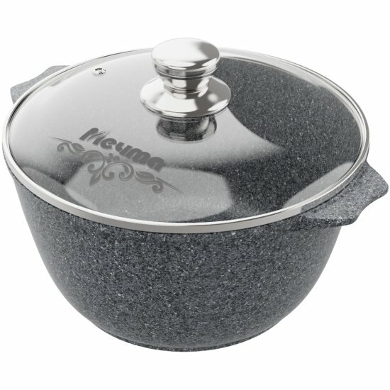 Кастрюля Мечта Посуда Мечта "Premium" 4 л, 24 см, с крышкой, алюминий, серый (44901)