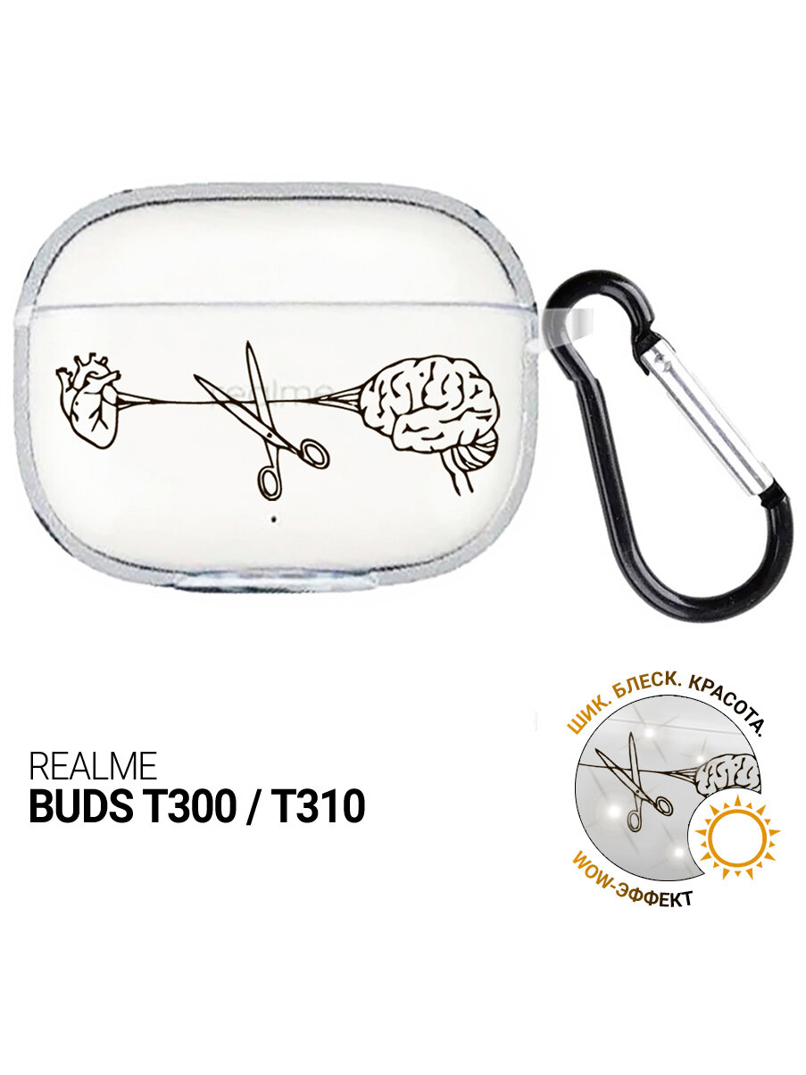Чехол на Realme Buds T300 / T310 с принтом "Cut It" прозрачный