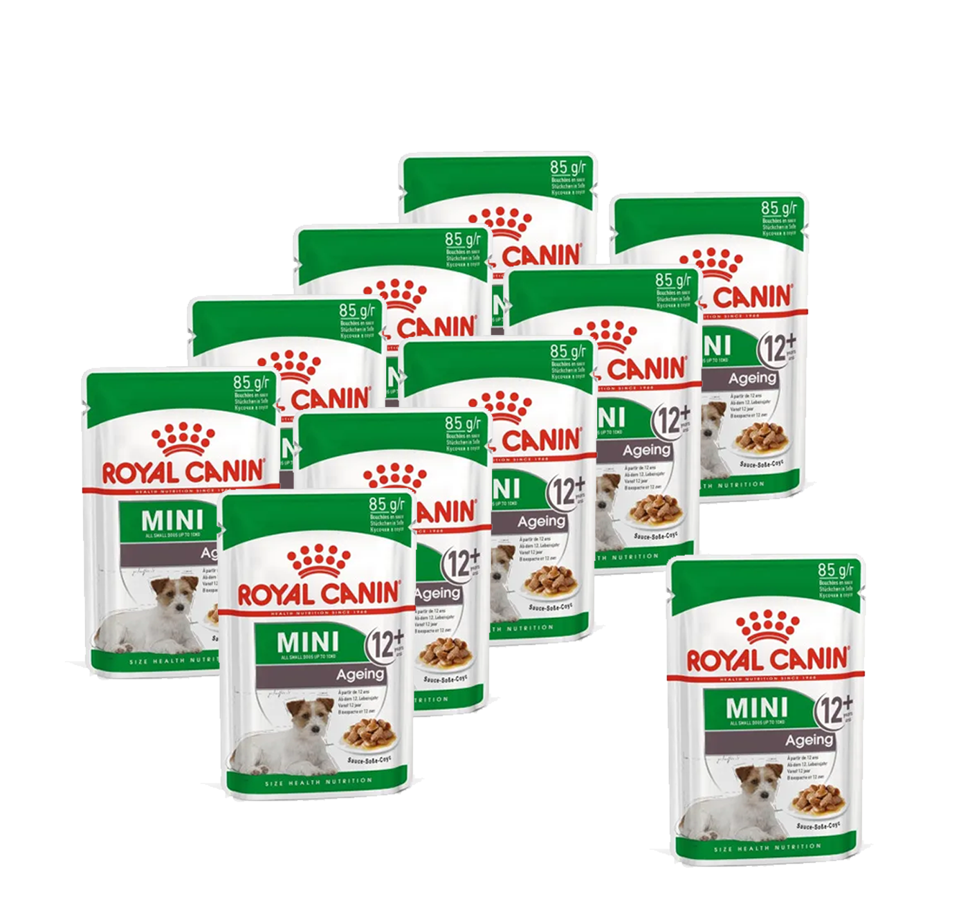 Royal Canin Mini Aging 12+ влажный корм для пожилых собак мелких пород старше 12 лет, кусочки в соусе, в паучах - 85 г x 10 шт.