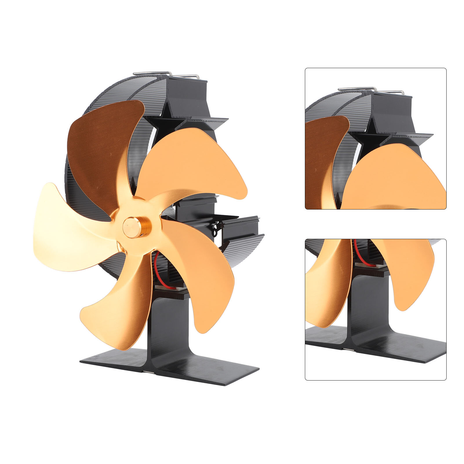 Вентилятор для дровяной горелки, 5 лопастей, ультра тихая циркуляция воздуха, отопление, энергосберегающий тепловентилятор для камина для зимней рыбалки, кемпинга, золота