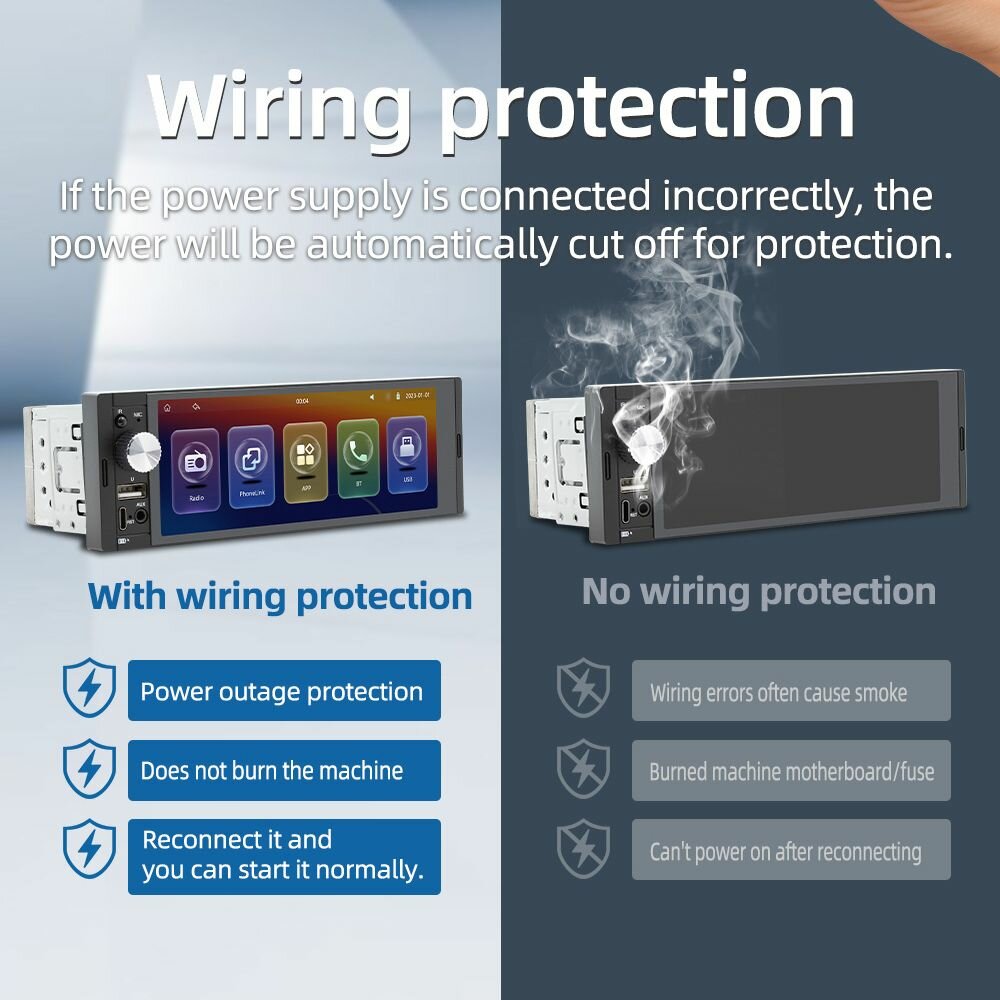 Автомагнитола 6,36 дюйма BT MP5, поддержка громкой связи, U-диск, AUX и зеркалирование экрана, функция помощи при парковке, управление с руля