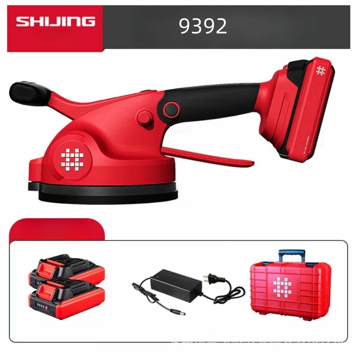 Виброприсоска Shijing 9392, 6 режимов, для плитки, до 45 кг, 2 АКБ в комплекте