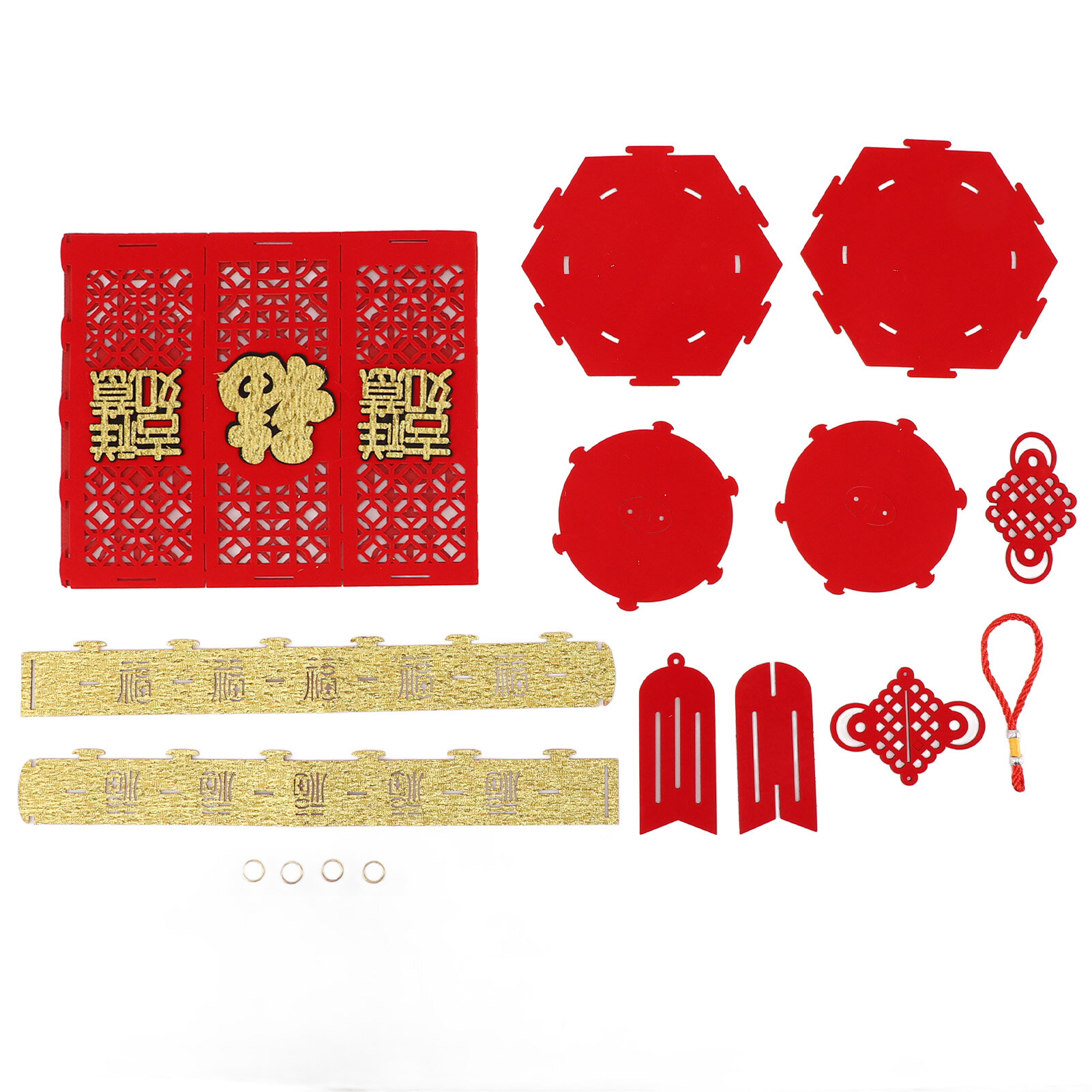 Новогодние красные фонарики из фетра, 3D-украшения в традиционном китайском стиле.