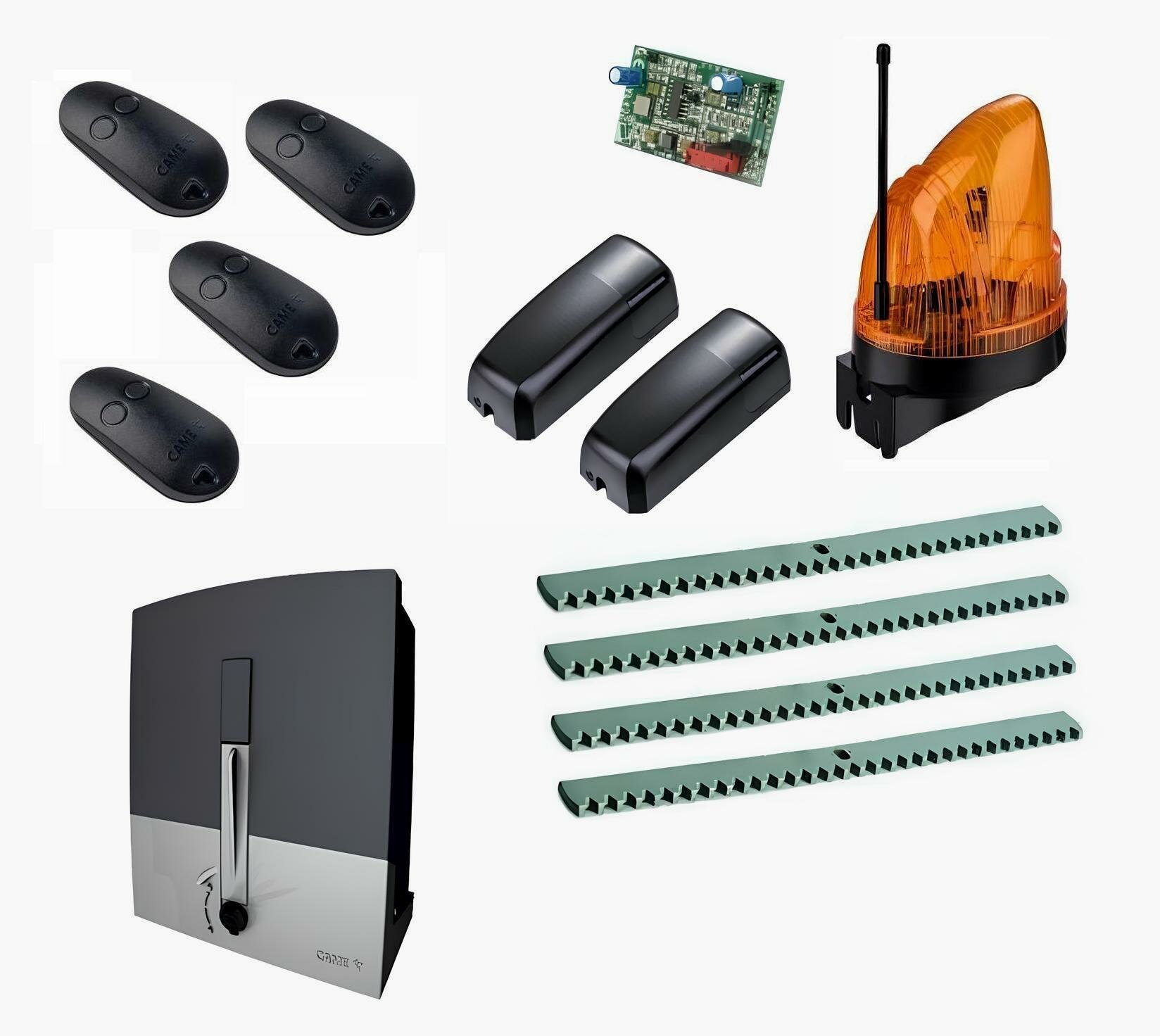 Автоматика для откатных ворот BXL04AGS FULL4-K2-T4, комплект: привод, радиоприемник, 4 пульта, фотоэлементы, лампа, 4 рейки