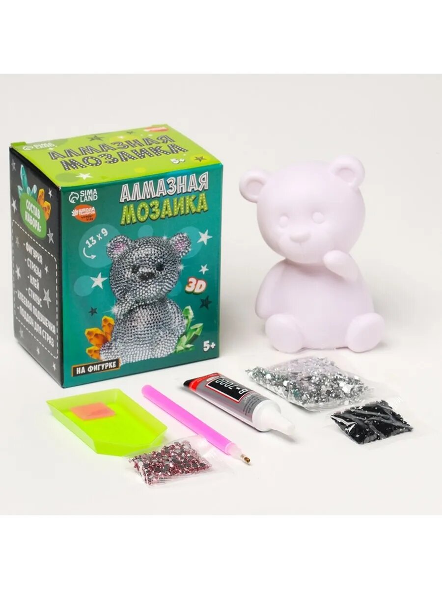 Забавный мишка: алмазная мозаика для малышей