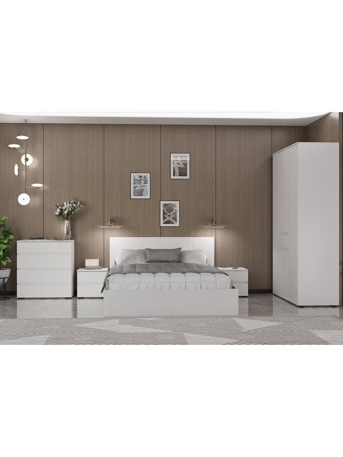 Спальный гарнитур Лора (Комплект 6 предметов) белый