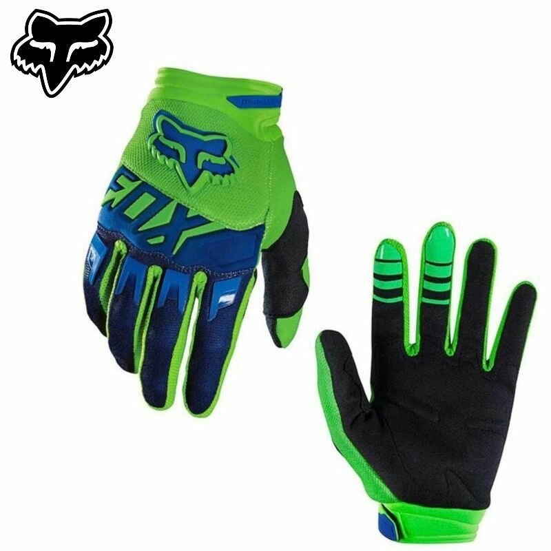 Мотоперчатки, комбинированные, XL, синие/зеленые, защита на костяшках