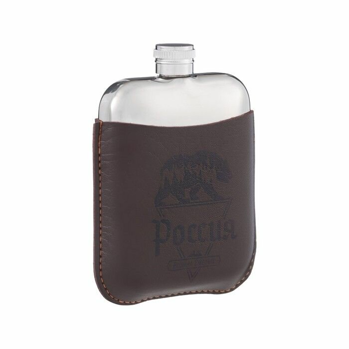 Фляжка Россия, нержавеющая сталь, чехол, 180 мл, 6 oz