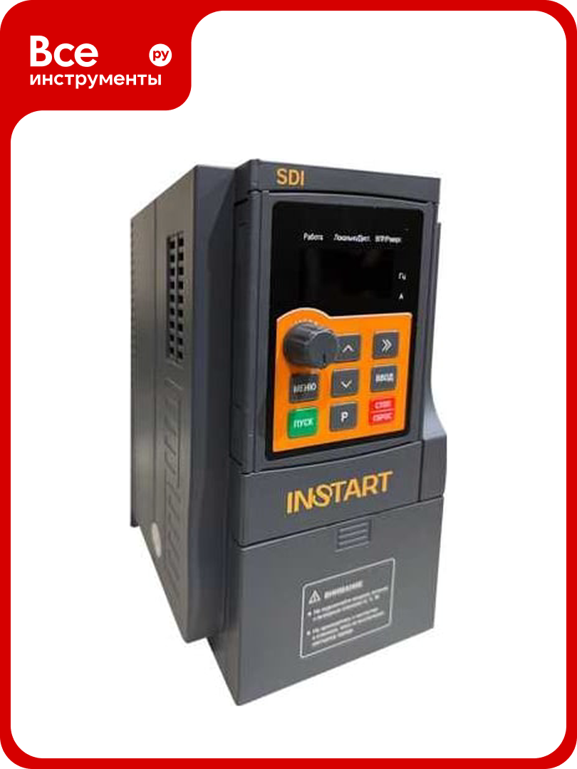 Преобразователь частоты INSTART sdi-g0.75-2b 0.75квт, 4.7а, 1ф, 220в, 50гц/60гц, ip20, с панелью управления 000 30200