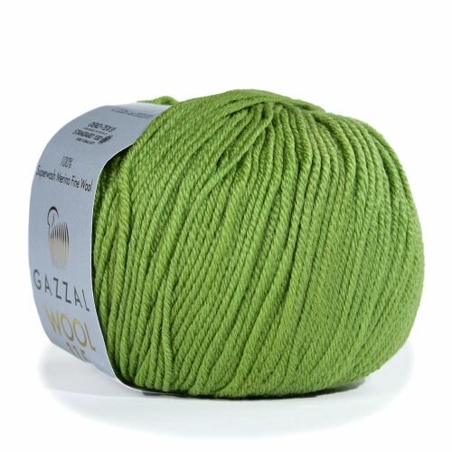 Пряжа Gazzal Wool 115 цвет 3326 светло-зелёный (50г/115м, упаковка 5 мотков)