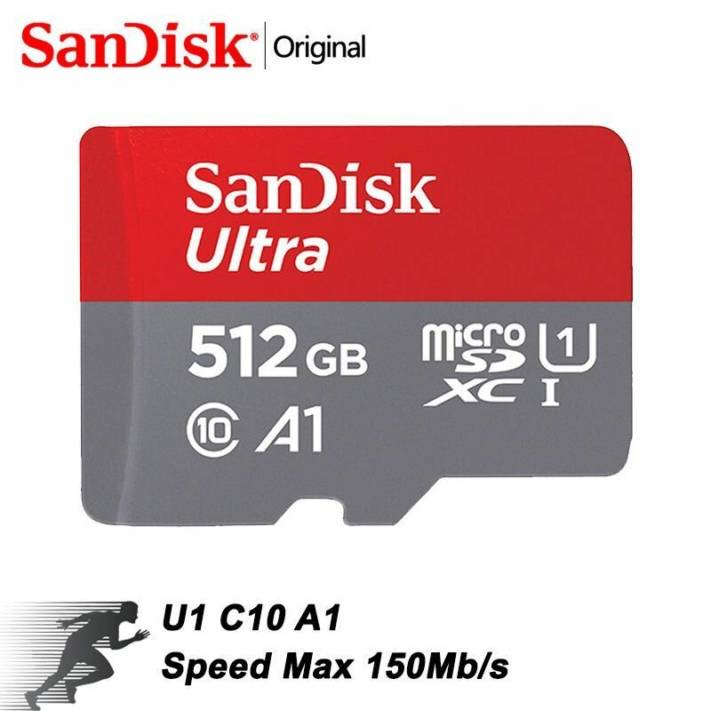 SanDisk 512GB Карта памяти microSD Ultra , UHS-I U1, Class 10, чтение - 200 Мбайт/сек