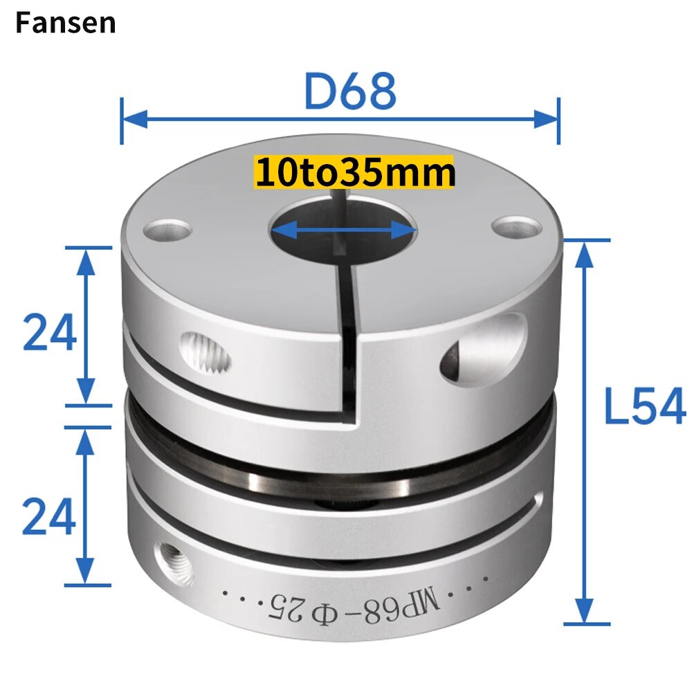 D68 L54 мм Мембранная муфта из алюминиевого сплава, эластичная одинарная двойная мембранная муфта, шаговый серводвигатель с высоким крутящим моментом 20x22