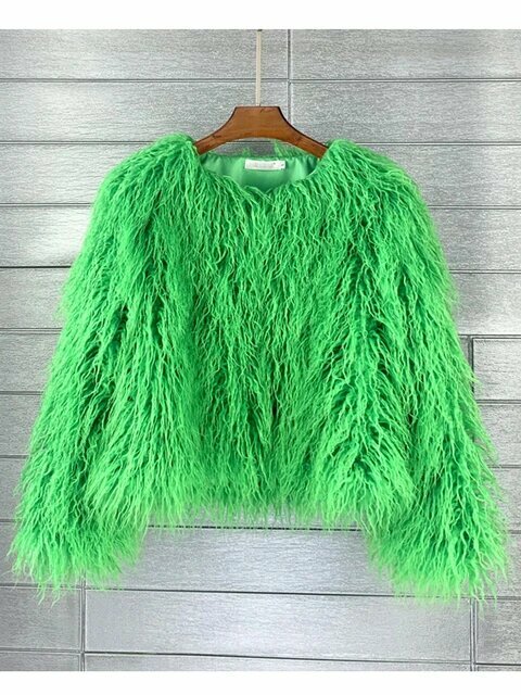 Монгольский мех, меховая шуба из искусственного меха, женская шуба, осенне-зимняя, розовая, белая, мохнатая куртка из искусственного меха, топы, праздничная одежда