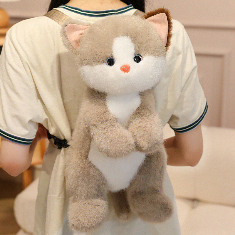Soft cat plush carrying bag toy for kid girl gift animal plush doll