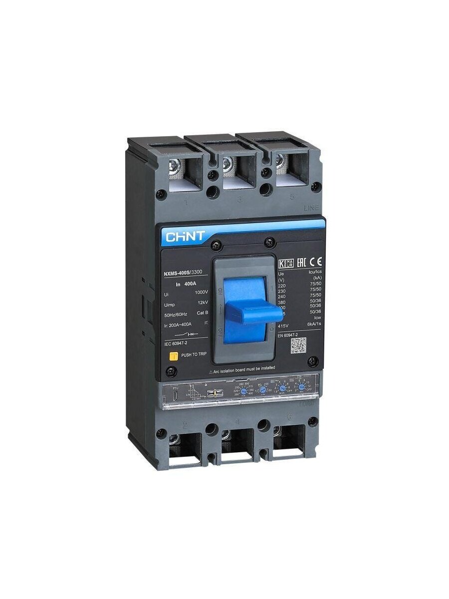 Выключатель автоматический 3п 400А 70кА NXMS-400H с электрон. расцеп. (R) CHINT 845726
