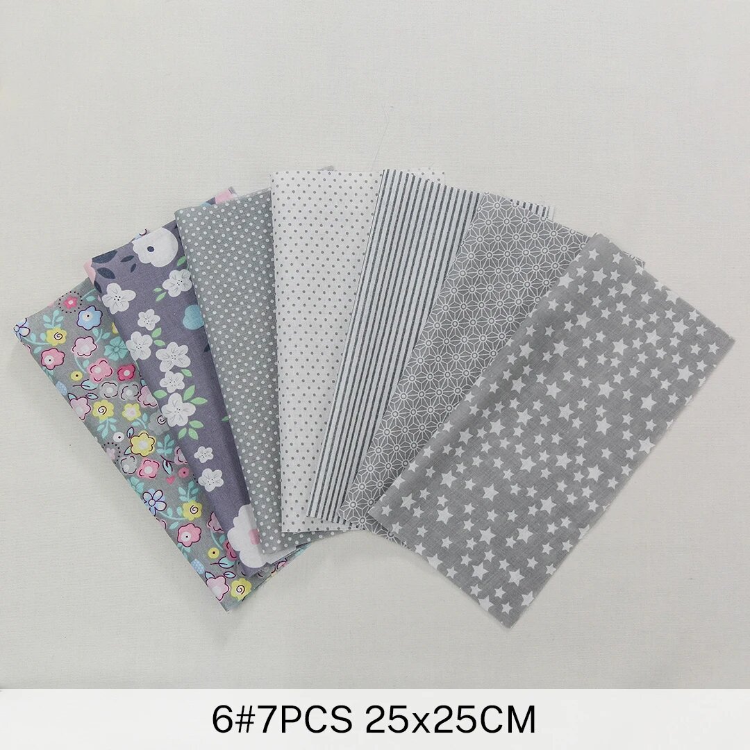 Набор хлопковых тканей 6# 7PCS 25x25см, Цвет: TJ20311-6