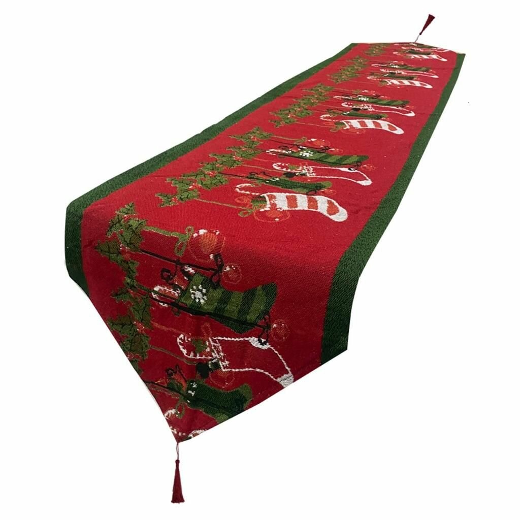 Скатерть со снежинками для рождественских вечеринок 33x180 см, - Новый подсолнечный Христос