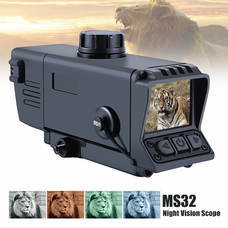 Монокуляр MS32 с ночным видением, инфракрасной подсветкой и фонариком может снимать фото и видео и подходит для охоты, ночной рыбалки и наблюдения за дикой природой.