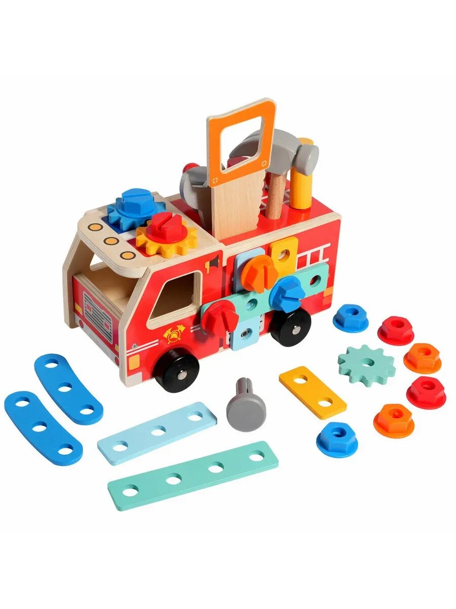 Пожарная машина, дерево, интерактивные кнопки, развивающая, для детей от 3 лет