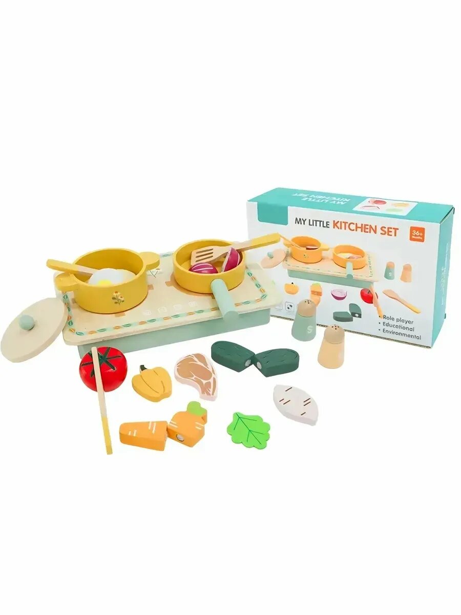 Детский игровой набор "Кухонный гарнитур", для развития моторики, натуральный материал