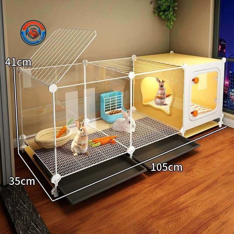 Большая клетка для кролика и морской свинки, 105 см, две двери, разделённый туалет, удобная переноска для грызунов, прочный домик для питомца