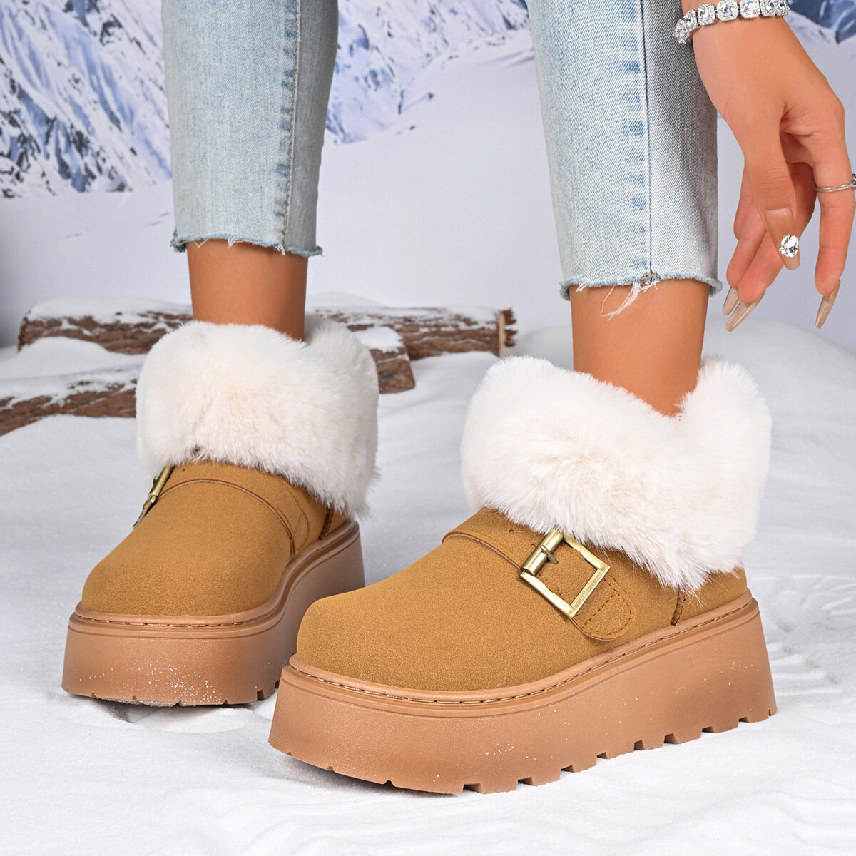 Женские зимние ботинки на толстой подошве, новые зимние ботинки из бархата и хлопка, короткие ботинки Northeast большого размера, 2025 г.