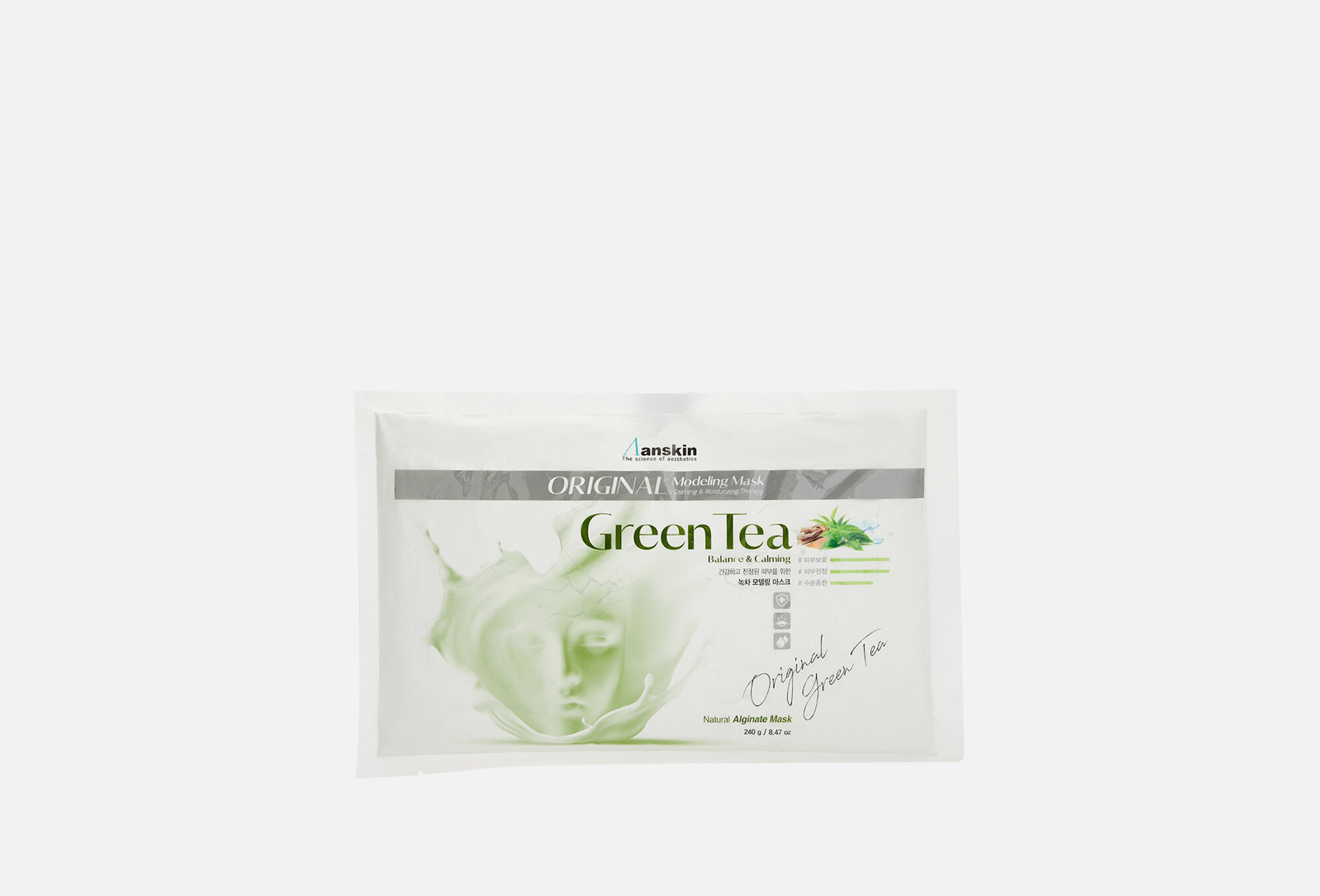Успокаивающая альгинатная маска для лица ANSKIN Grean Tea Modeling 240 г