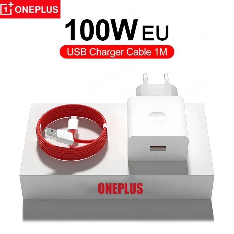 Оригинальное зарядное устройство Oneplus, 100 Вт, адаптер для быстрой зарядки SuperVOOC, USB-кабель типа C для Oneplus 13r 12 12r 11 10 13 Pro EU Charger and Cable