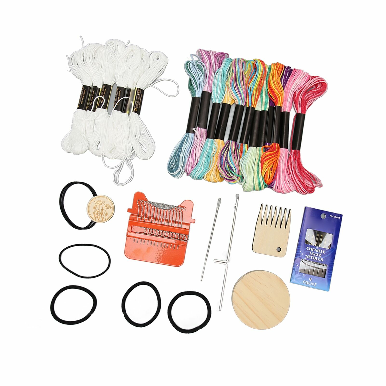 Мини-ткацкий станок, 14 крючков, 18 цветов, нитки, простота в эксплуатации, портативный мини-ткацкий станок для штопки для рукоделия, DIY ремонт