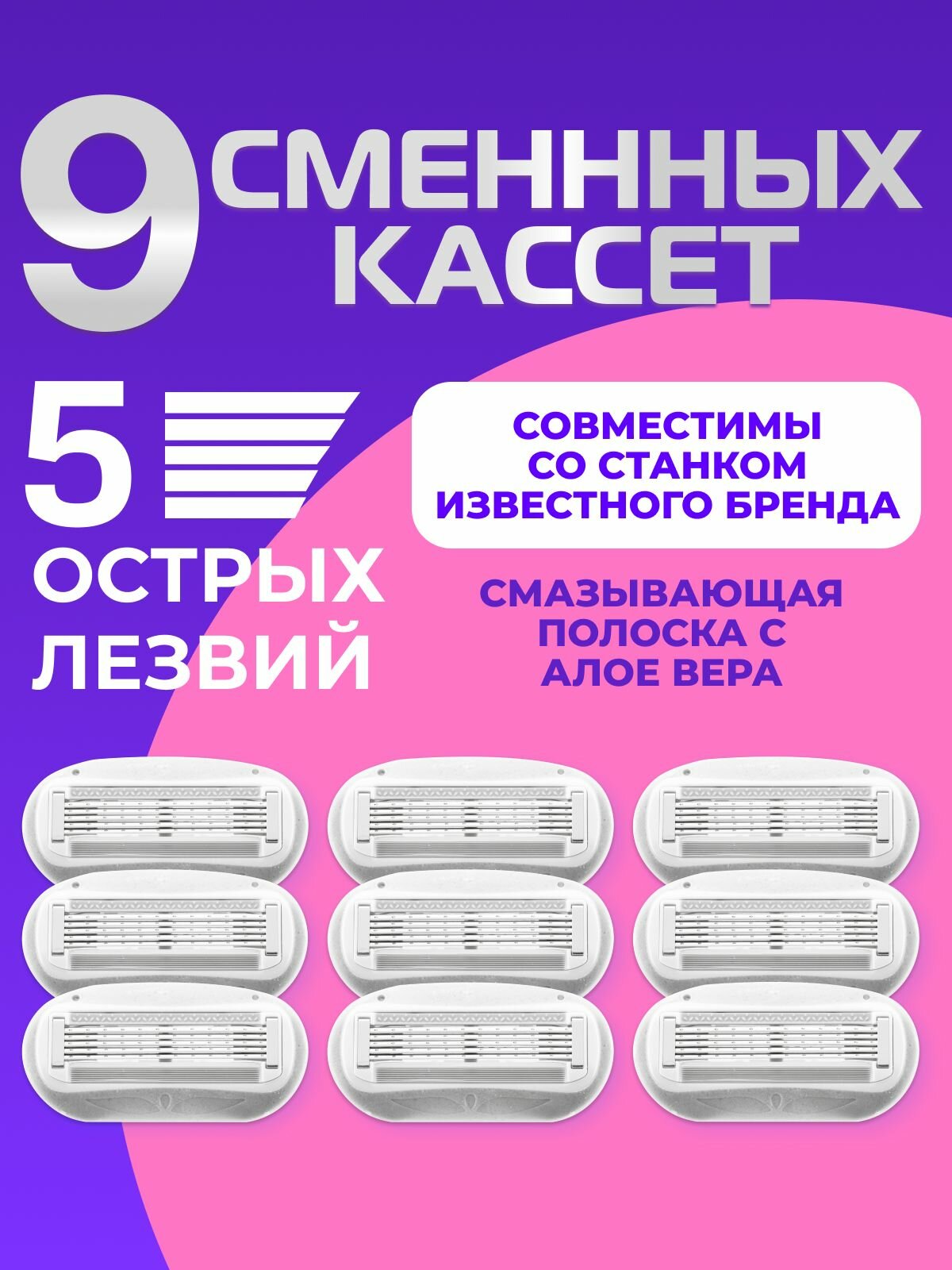 Сменные кассеты для бритвы PearlMax Soft Touch mini 5 лезвий произведены в Швеции 9 штук