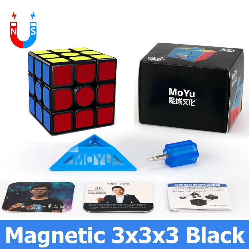 Магнитный кубик Рубика MoYu 3x3 Черный, Magnetic 3x3x3 Black