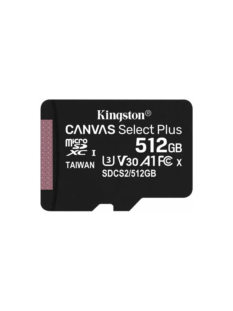 Флеш карта SDXC UHS-I U3 Kingston Canvas Select Plus 512 Gb, 150 МБ/с, Class 10, SDS3/512Gb
