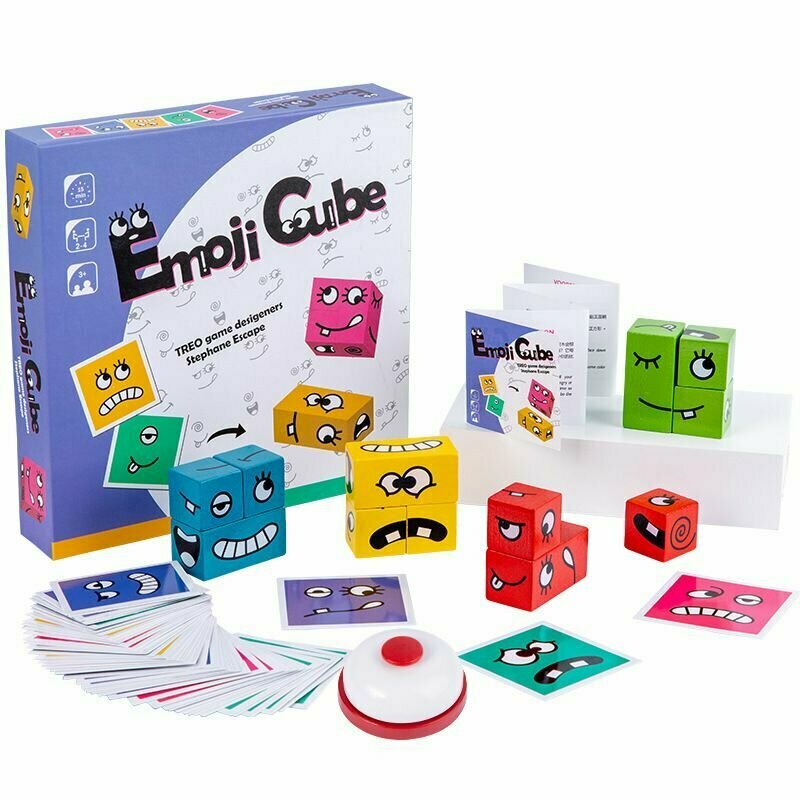 Конструктор деревянный Монтессори "Слова и эмоции", обучающие кубики для детей, настольная развивающая игра