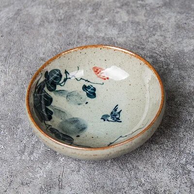 Винтажная ручная роспись чернильной тыквы, керамические чашки, Набор чашек для дыни, чая, чайная посуда, тарелка для чайной церемонии, чашка для подорожного чая, винные кружки, 80ml, Темно-синий