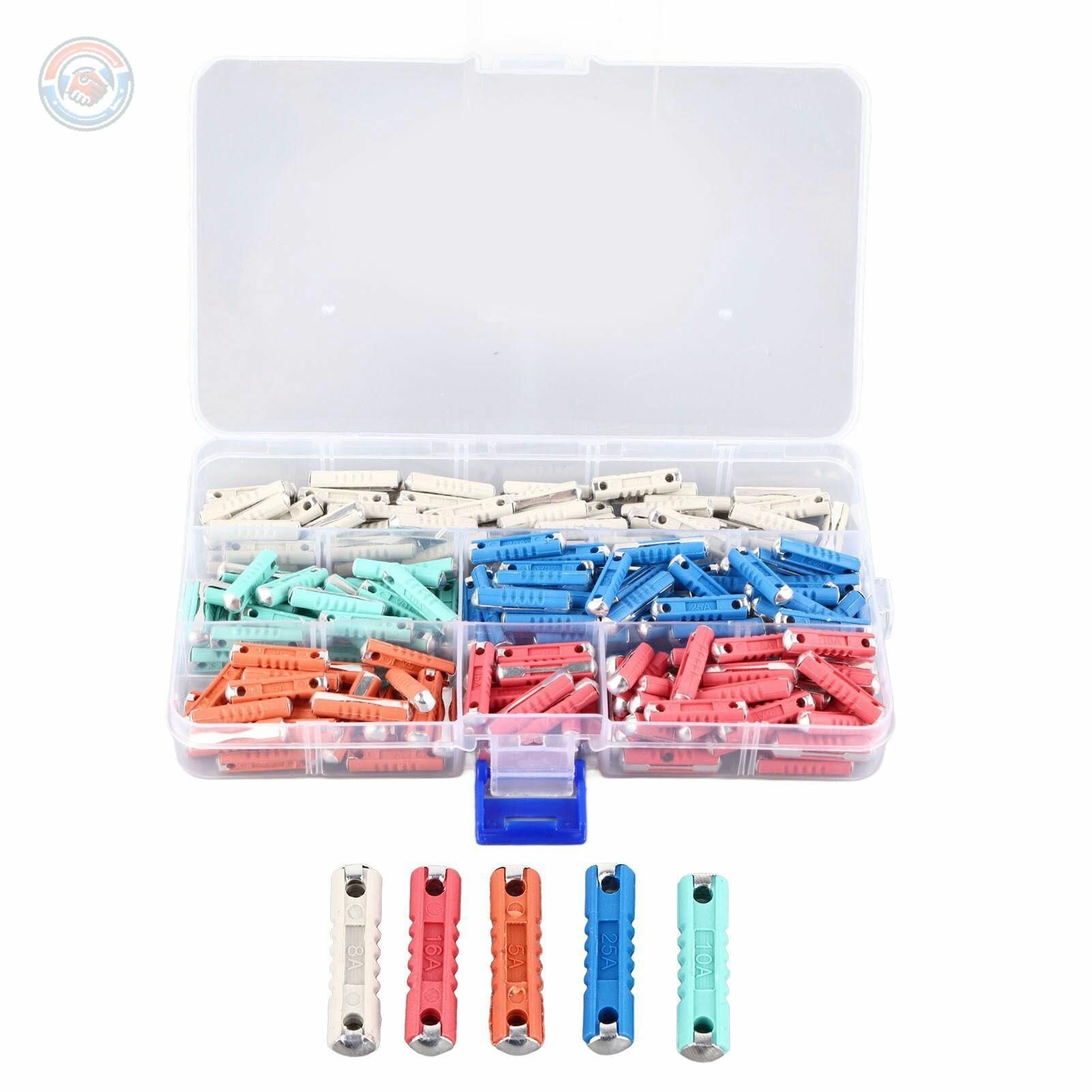 200 автомобильных предохранителей в форме торпеды, многоцветный набор для защиты электрики европейских авто старого образца, комплект 200 шт