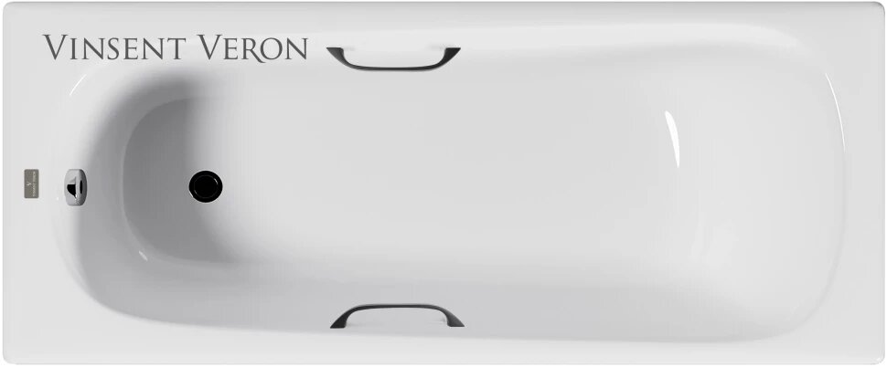Ванна чугунная Vinsent Veron Concept VCO1657042H/VH0012BL 165x70 см, с ручками, белый