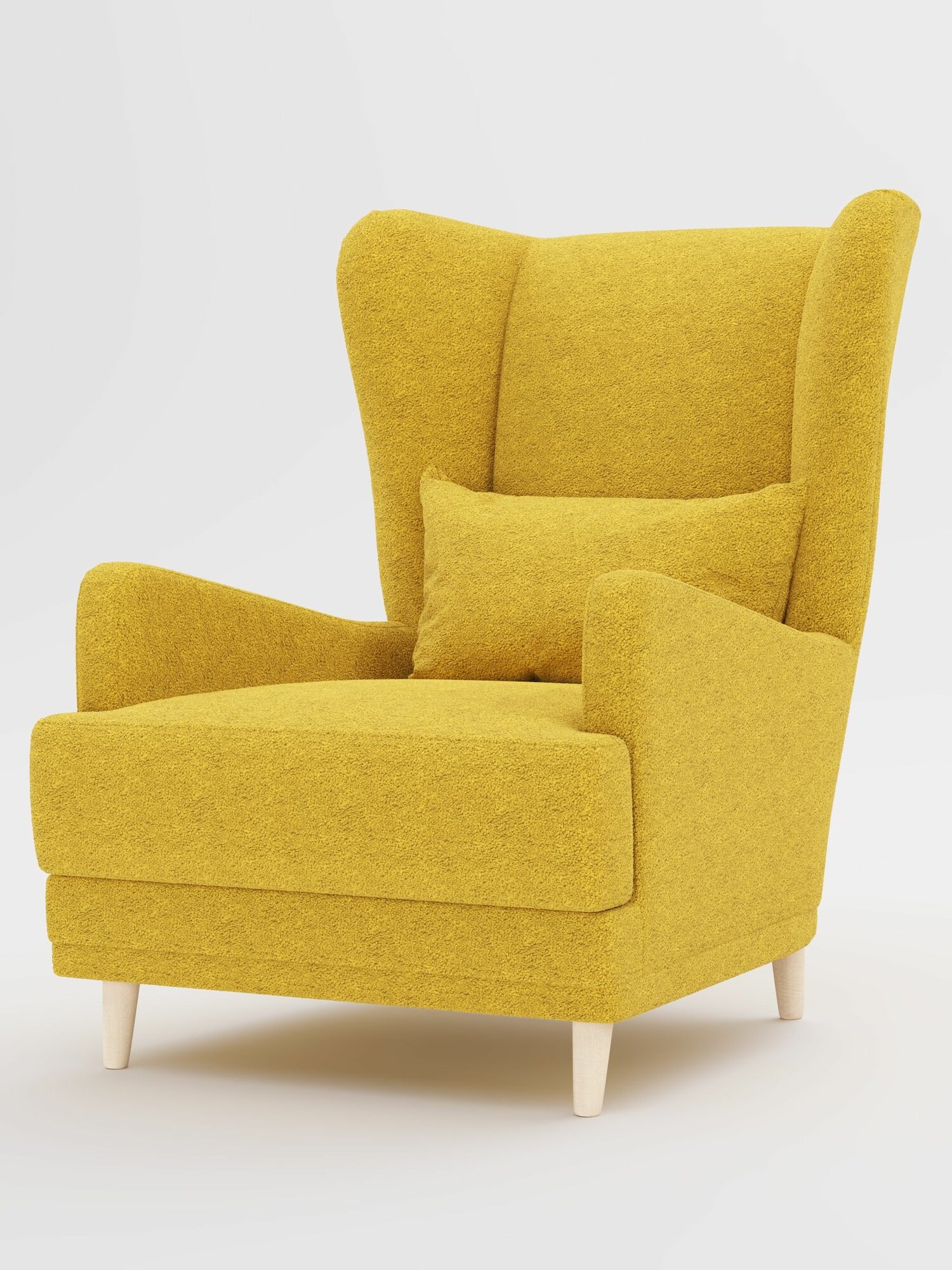 Кресло мягкое для дома, отдыха в гостиной Марсель от W&B, искусственный мех, цвет: желтый