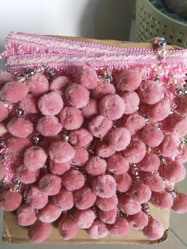 Бахрома с кисточками Coioromls 12 цветов Розовый, 12Yard price, Pink