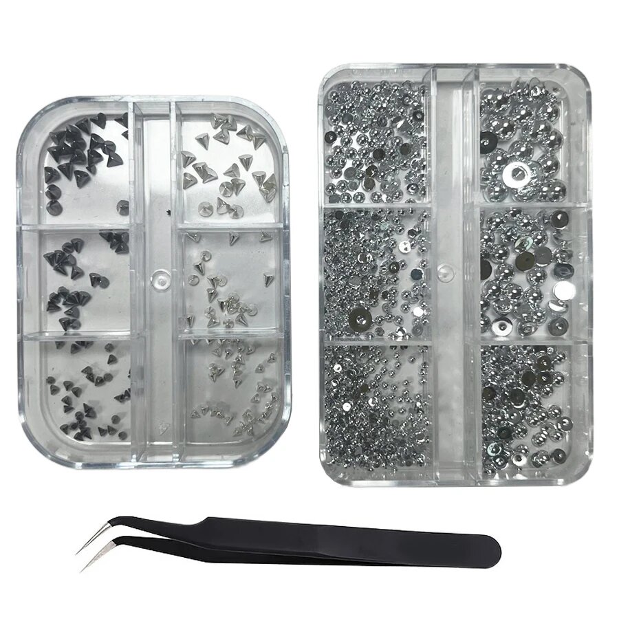 3D панк серебристо-черная пирамида, набор украшений для ногтей, металлические конусные шипы, бусины, заклепки, готические украшения для ногтей на Хэллоуин