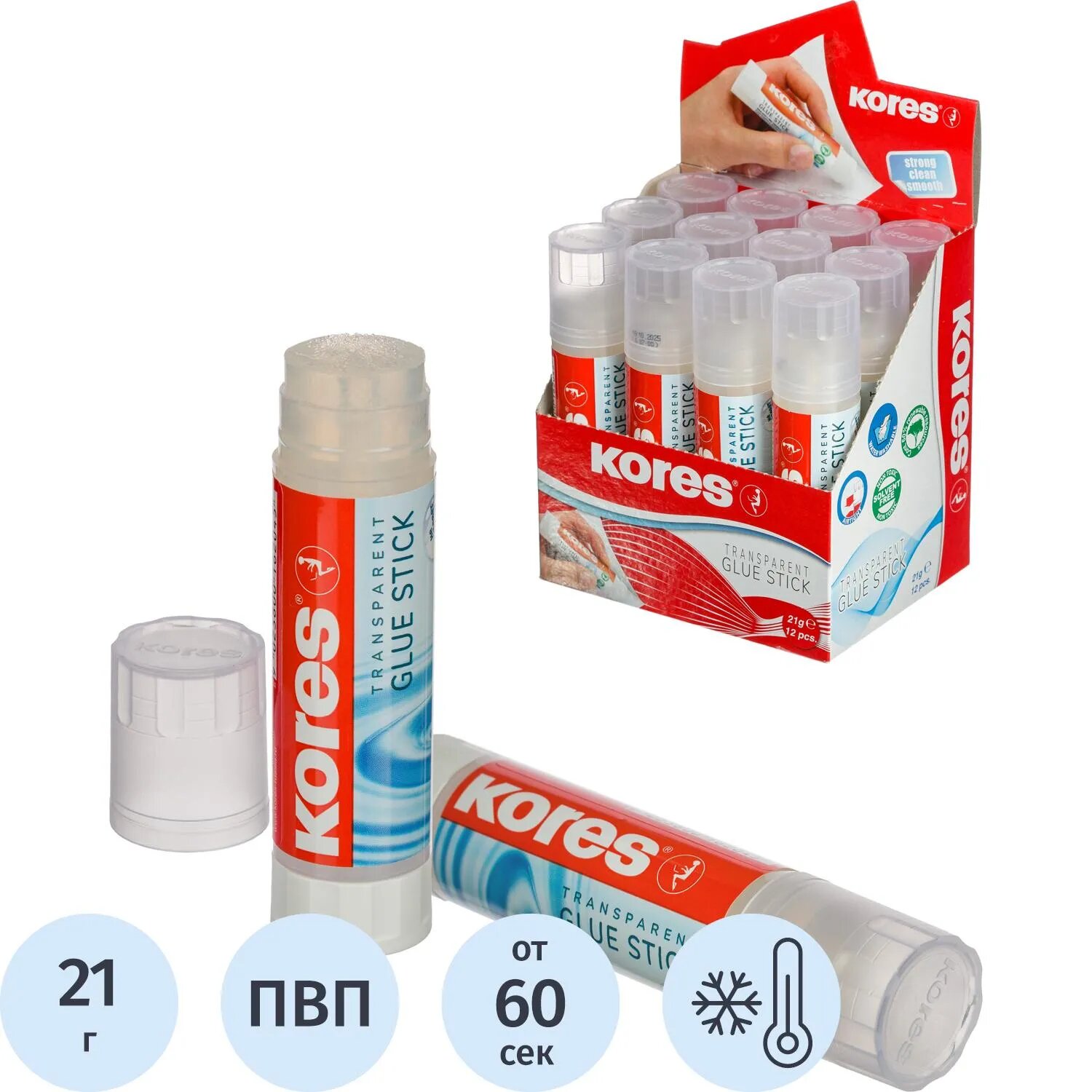 Клей-карандаш KORES 21г прозрачный