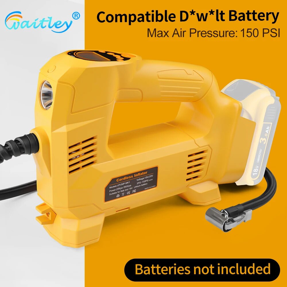Беспроводной воздушный компрессор Waitley для аккумуляторов Makita 18В/Dewalt 18В/20В For Dewalt battery
