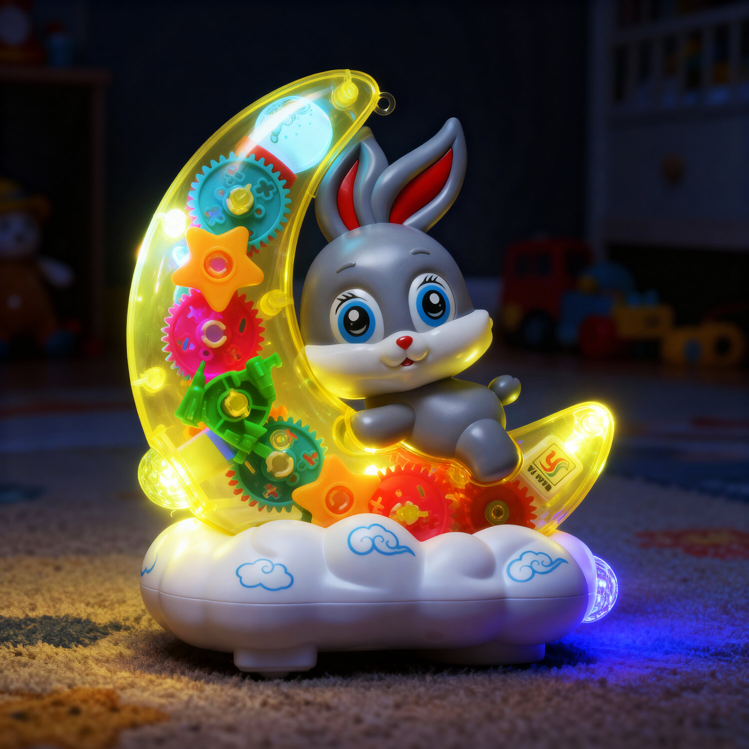 Заяц UT0267 "Лунный заюшка", 15х9х19 см, свет, звук, в коробке