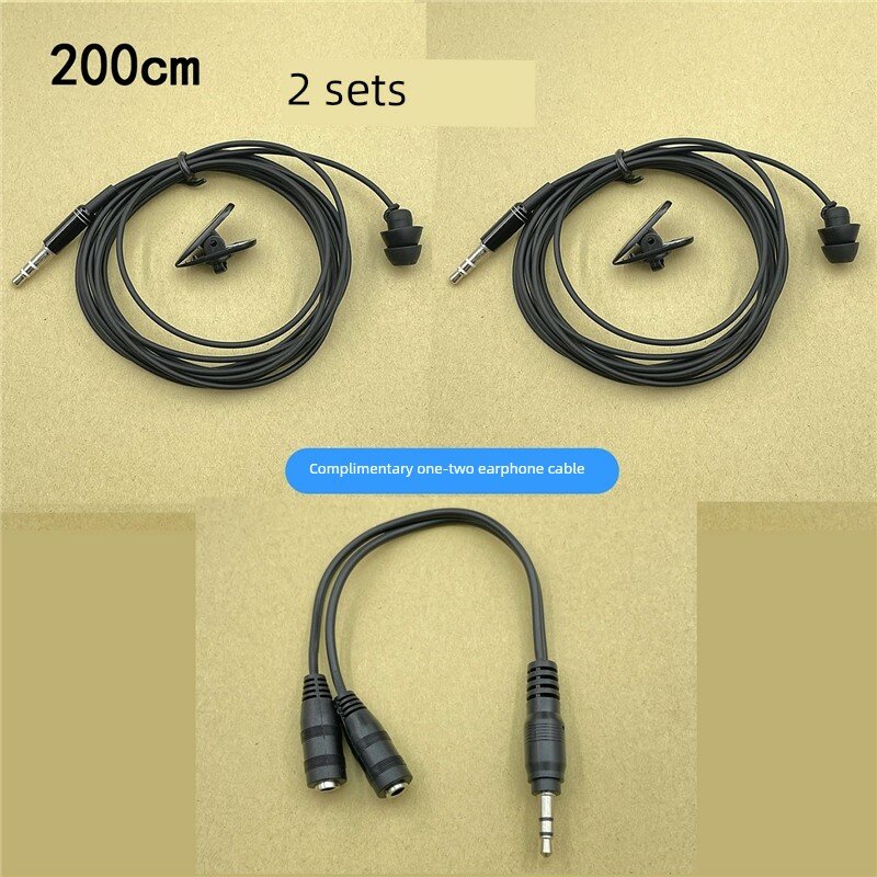 Набор из 2 шт. 200 см проводных аудиокабелей для одноразового наушника с разъемом 3,5 мм, черный для наушников